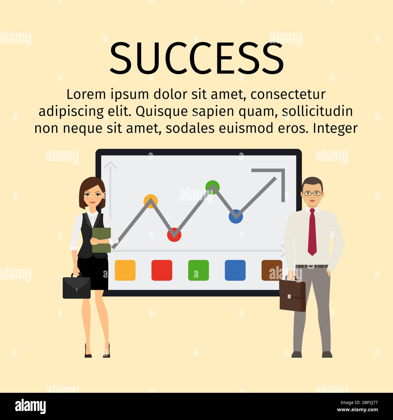 Success infographic illustration with business people. Vector ...