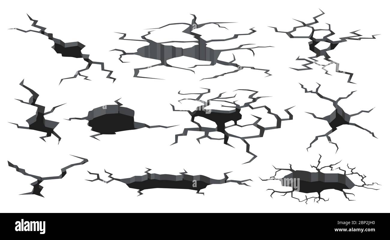 Soil cracks texture. Earthquake cracked surface hole, damaged ...