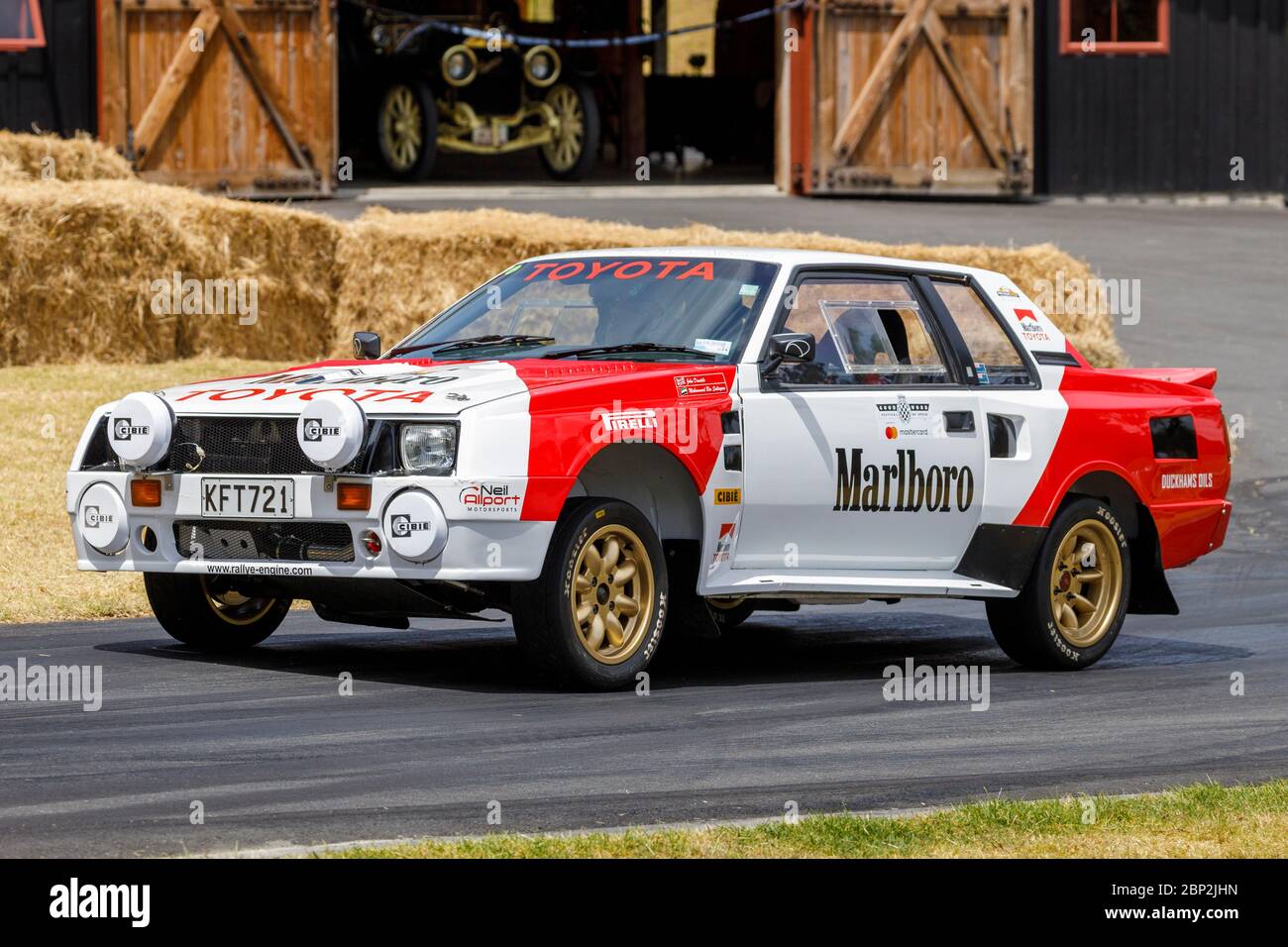 Ross Clarke in his 1983 Toyota Celica TA64 Turbo Group B rally car ...