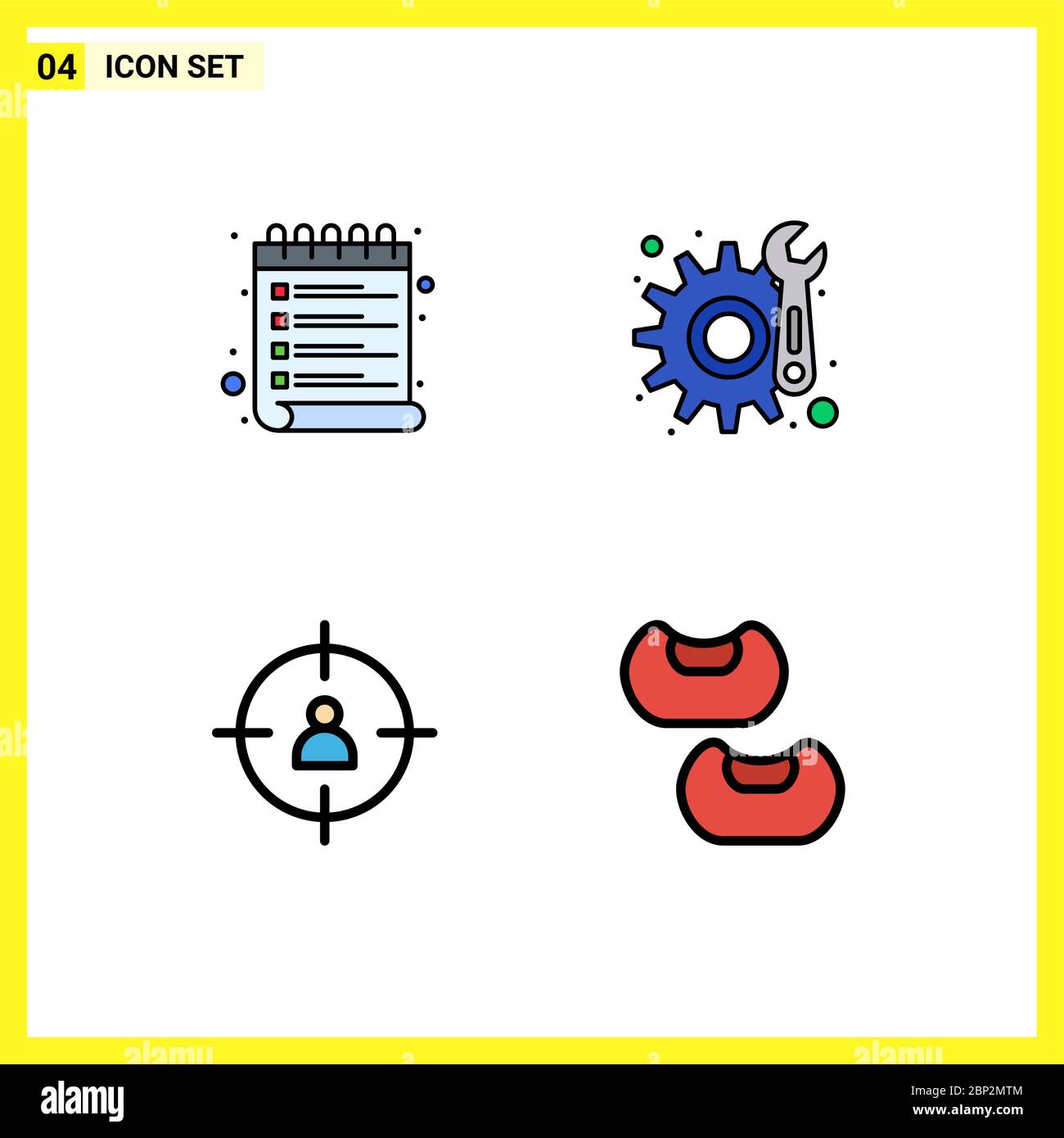 Pictogram Set of 4 Simple Filledline Flat Colors of list, management ...