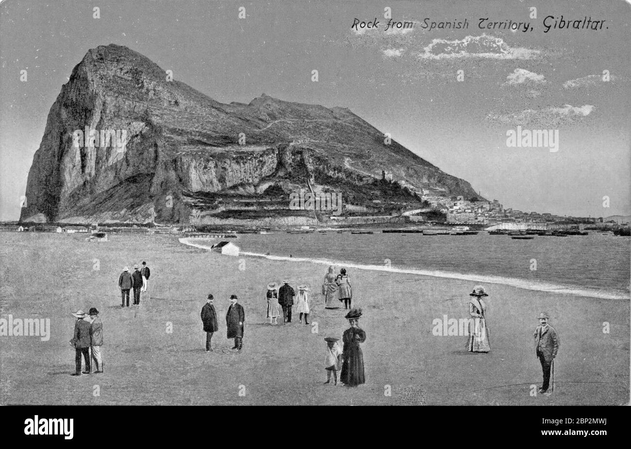 Historical postcard 20th Century. Gibraltar rock Stock Photo - Alamy