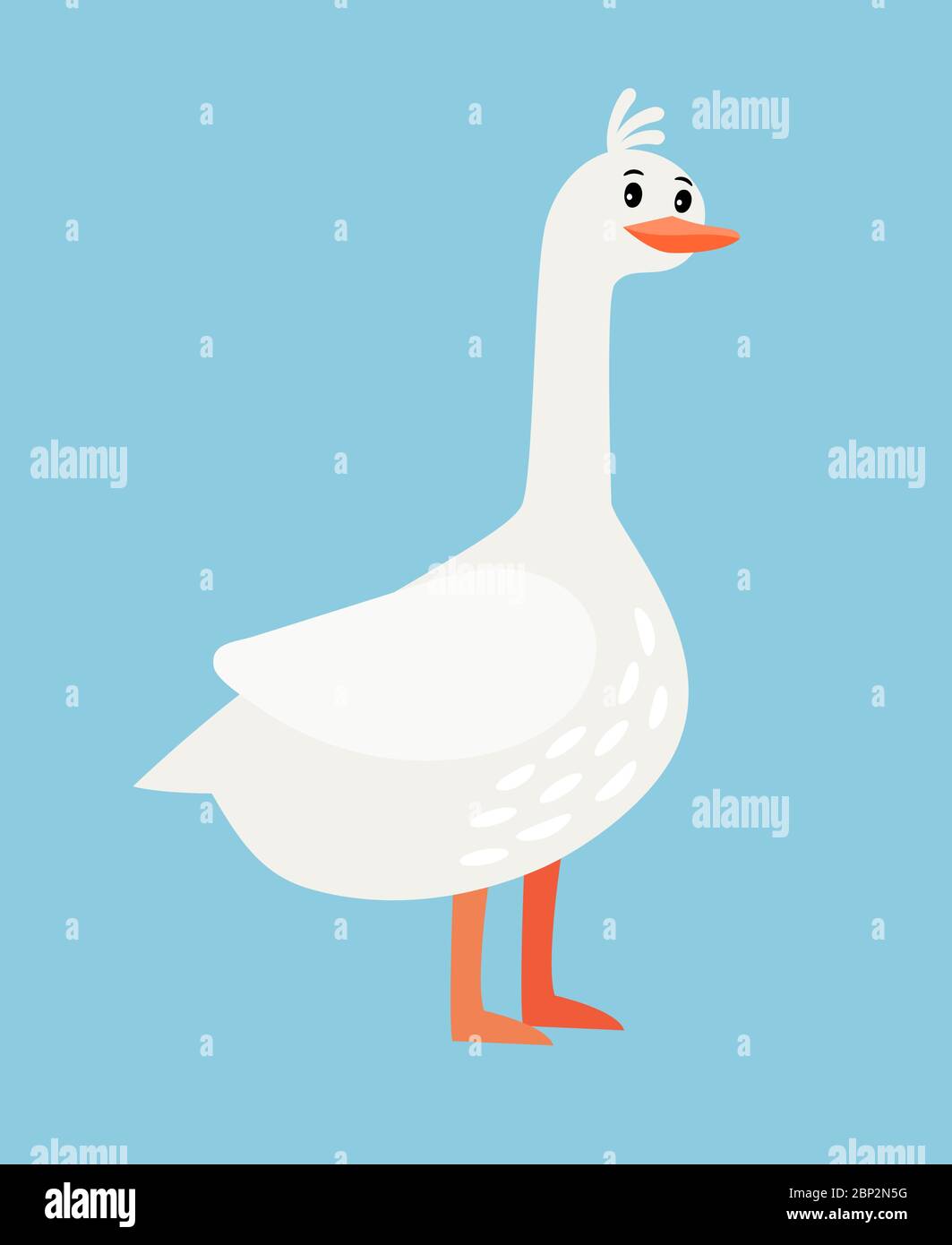 Goose farm bird cartoon icon on light blue background, vector ...