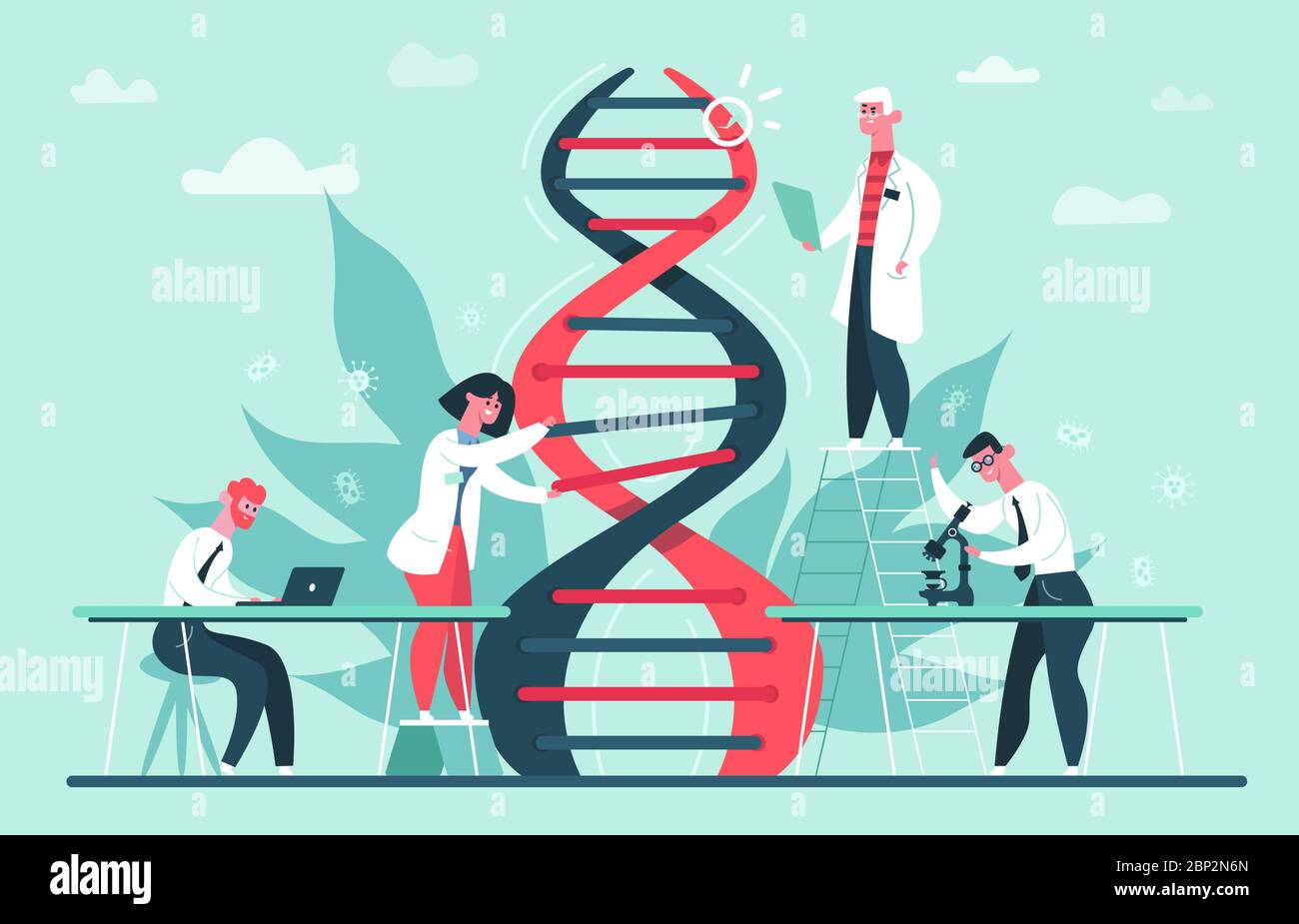 Genetic DNA research. Lab genome and DNA code science researches ...