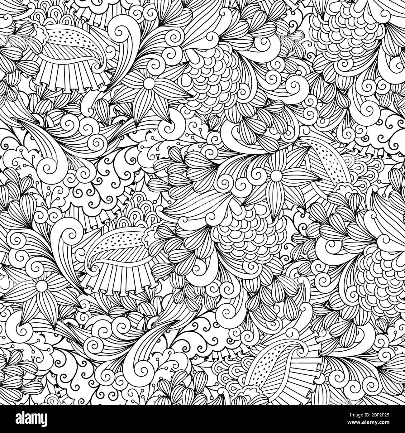 Linear floral vintage ornamental background with leaves and swirls ...