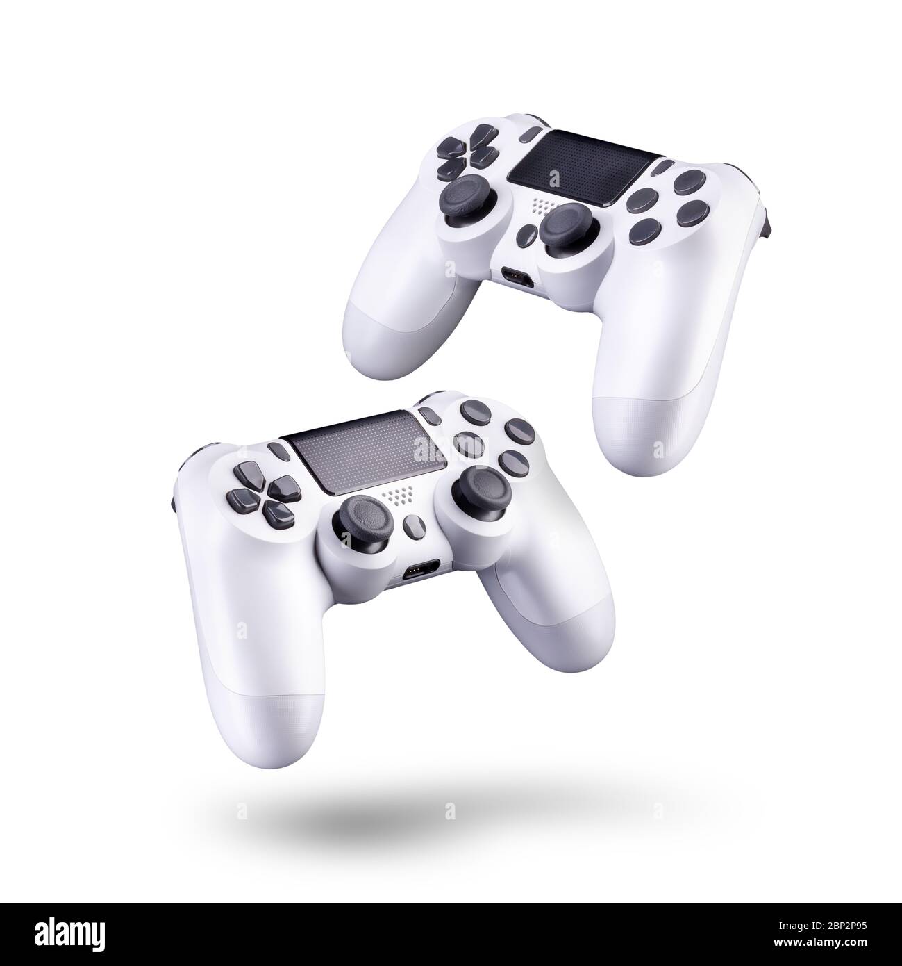 Set of white video game joysticks gamepad isolated on a white ...