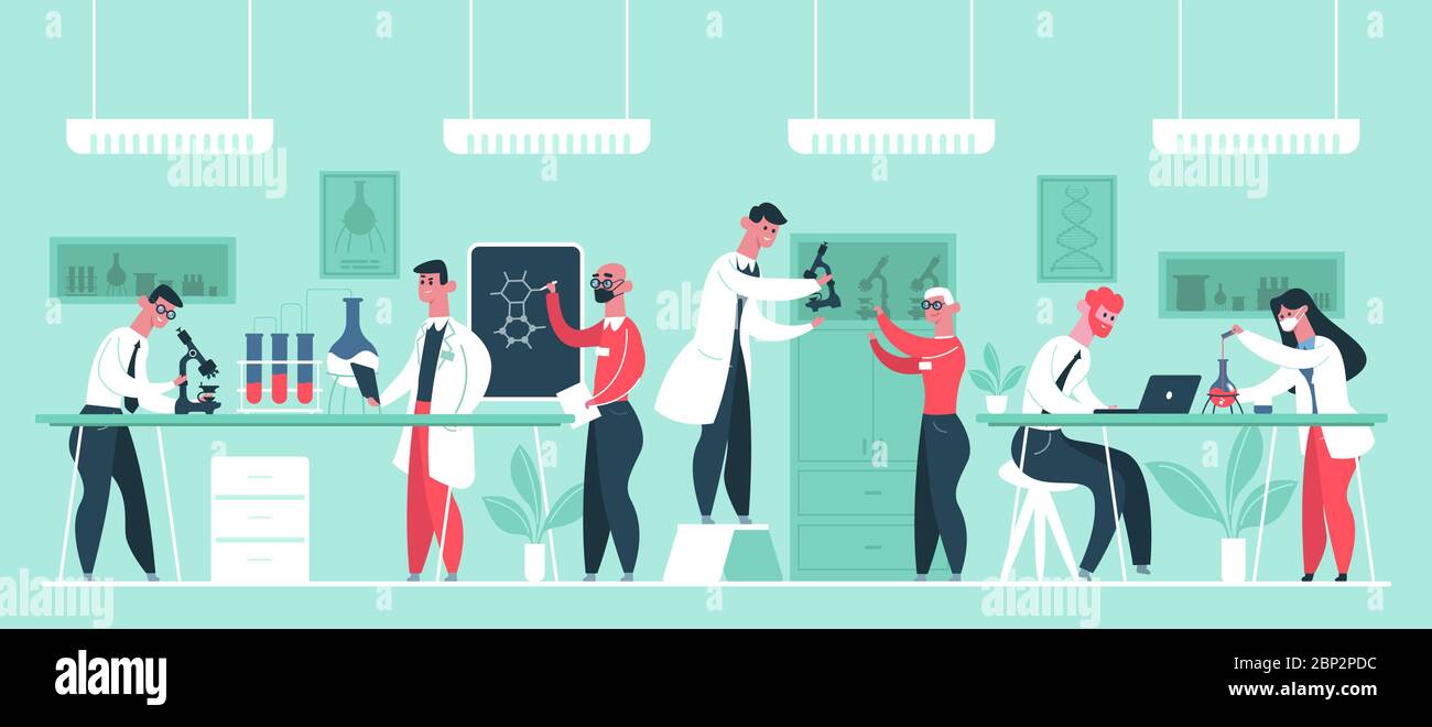 Science research laboratory. Chemical scientist researchers in lab ...