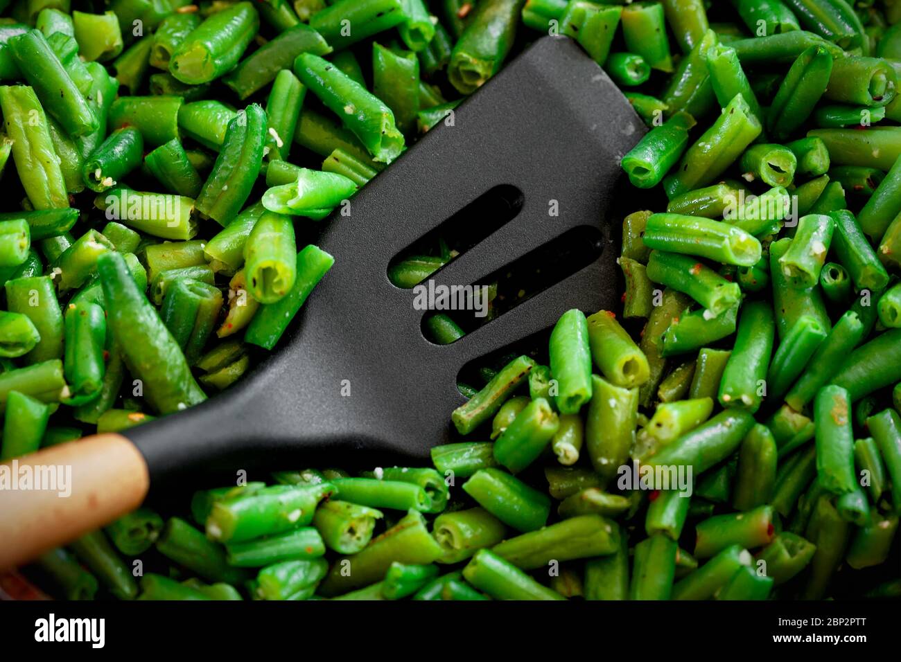 Juicy green string beans close-up. Background. Diet food or healthy ...