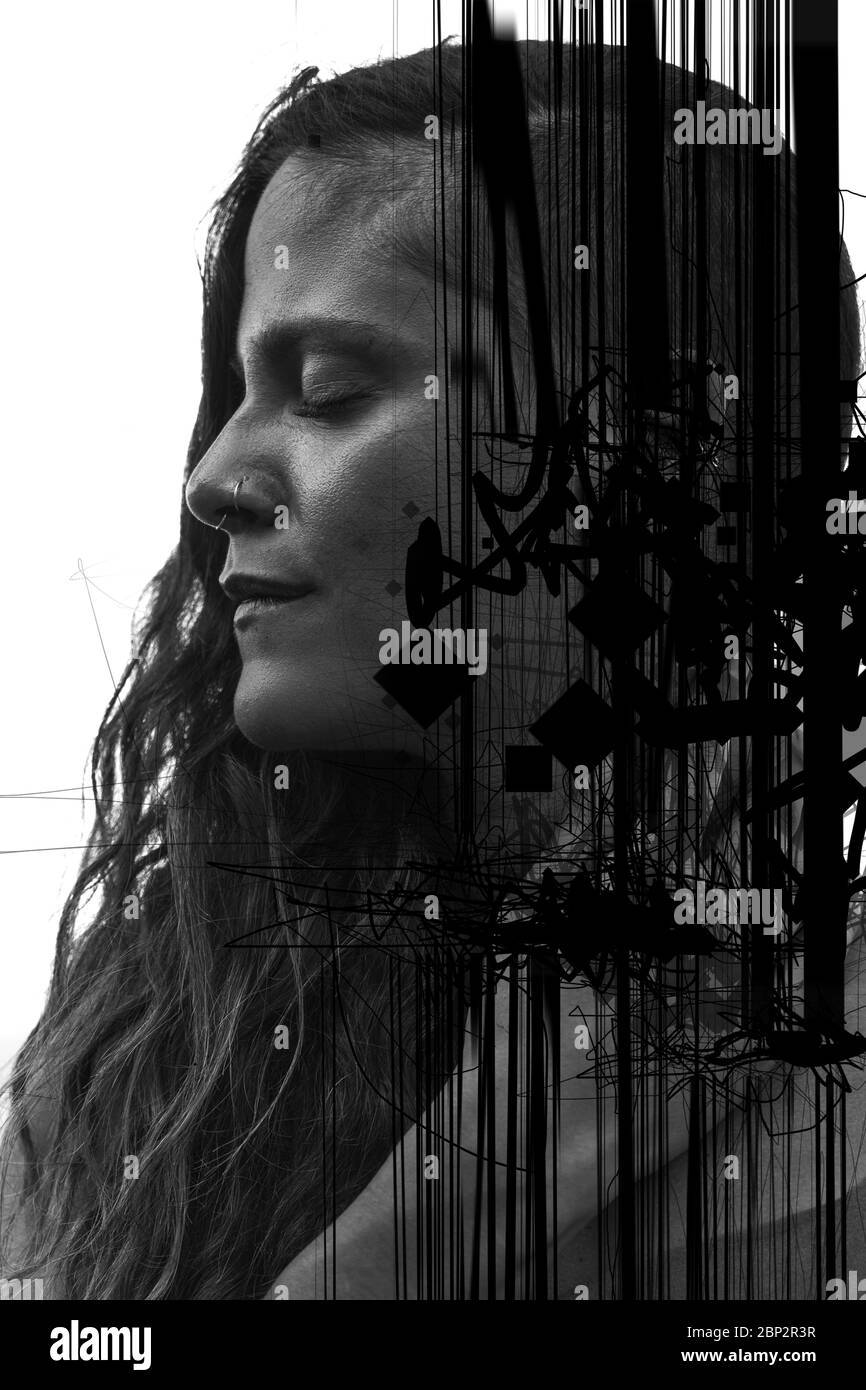 A portrait combined with digital graphics Stock Photo - Alamy
