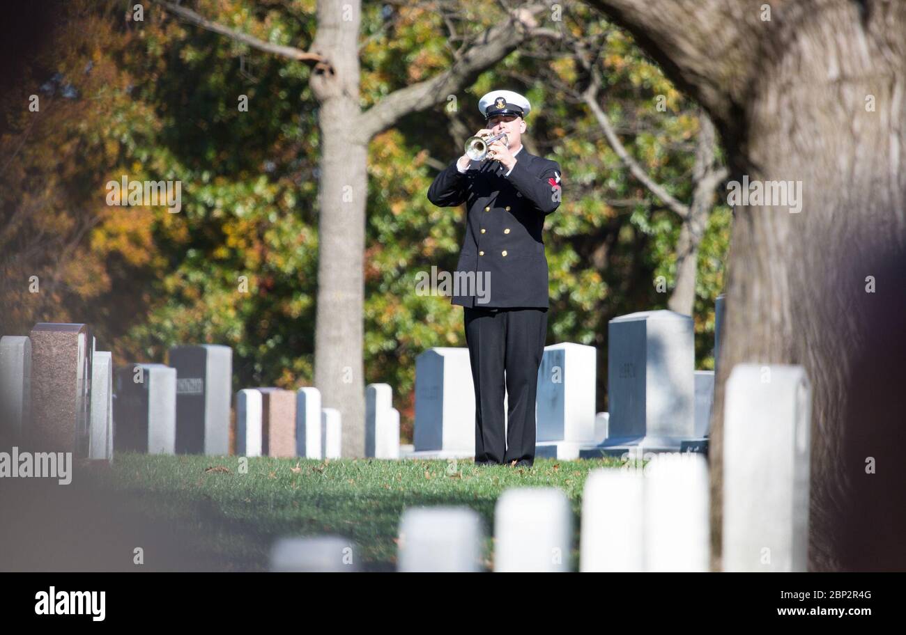 Alan Bean Interment U.S. Navy Musician First Class Ben Hauser plays ...