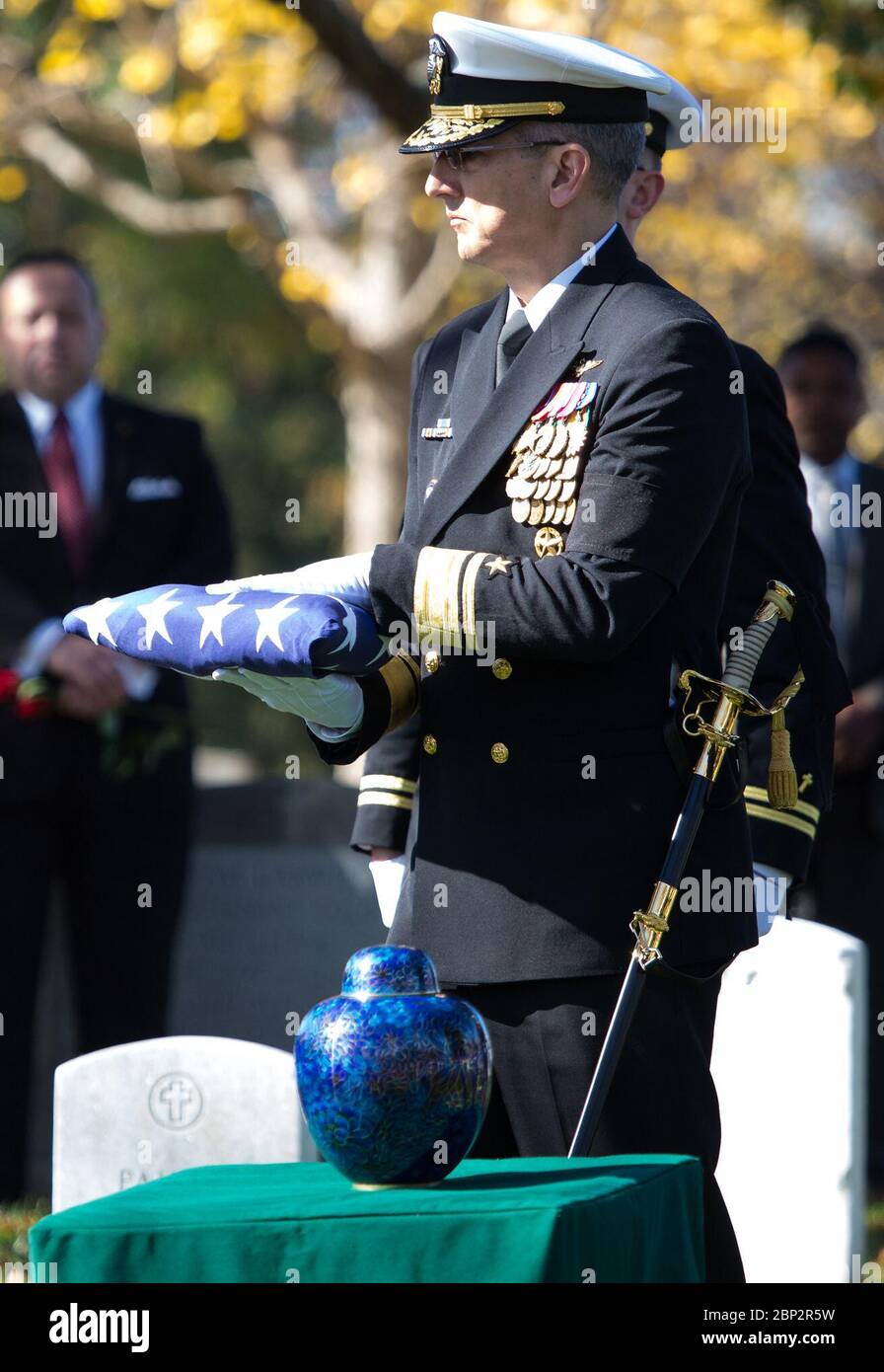 On Nov. 8, 2018, U.S. Navy Rear Adm. James Bynum presented a folded ...