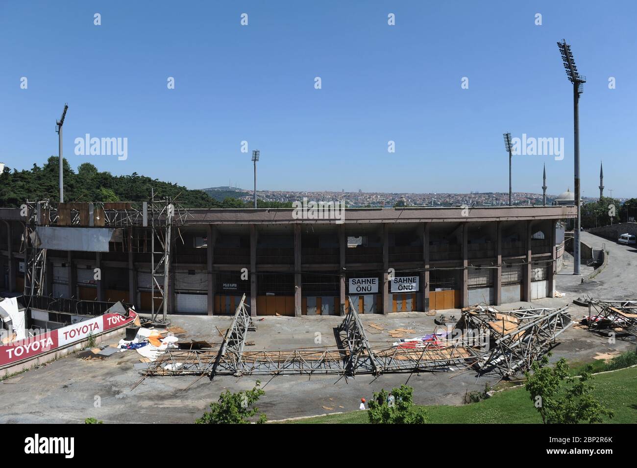 Inonu Stadium, home of Besiktas is demolished in Istanbul, Turkey Stock ...