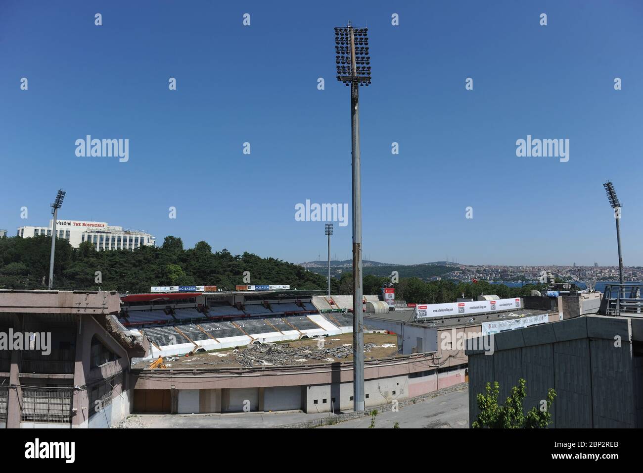 Inonu Stadium, home of Besiktas is demolished in Istanbul, Turkey Stock ...