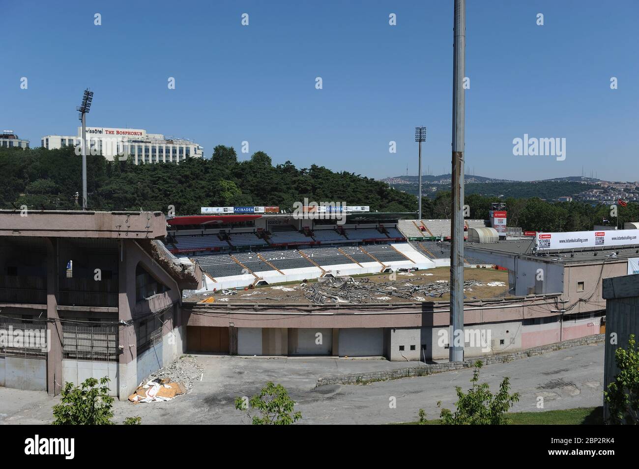 Inonu Stadium, home of Besiktas is demolished in Istanbul, Turkey Stock ...
