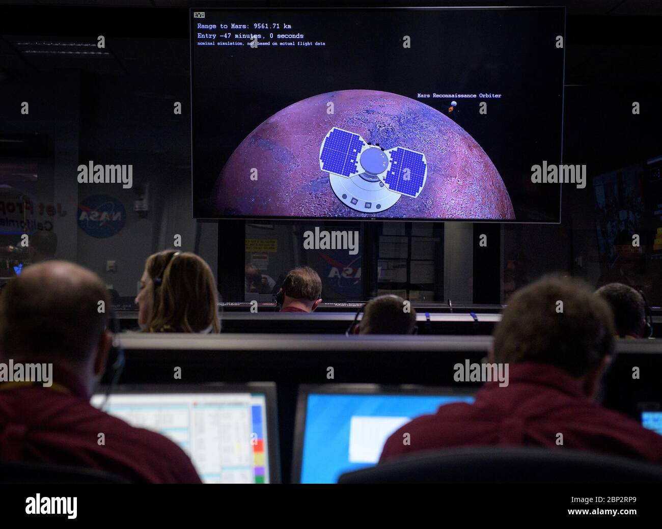 A monitor inside NASA's Jet Propulsion Laboratory shows the status of ...
