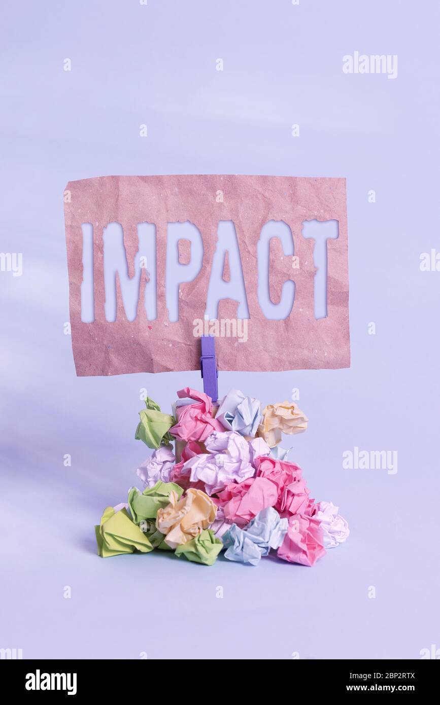 Writing note showing Impact. Business concept for action of one object ...