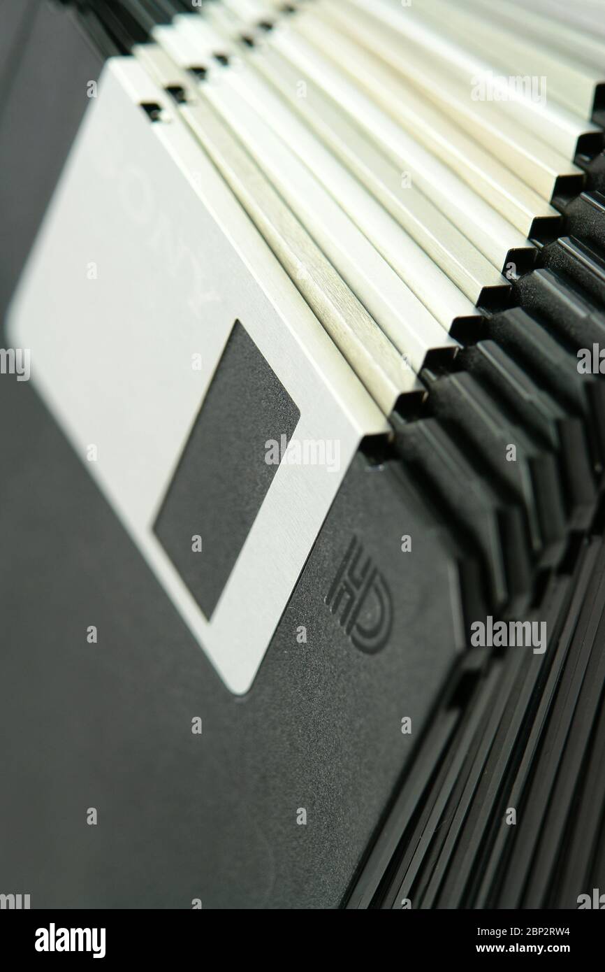 Stack of vintage floppy drives close-up shoot Stock Photo - Alamy