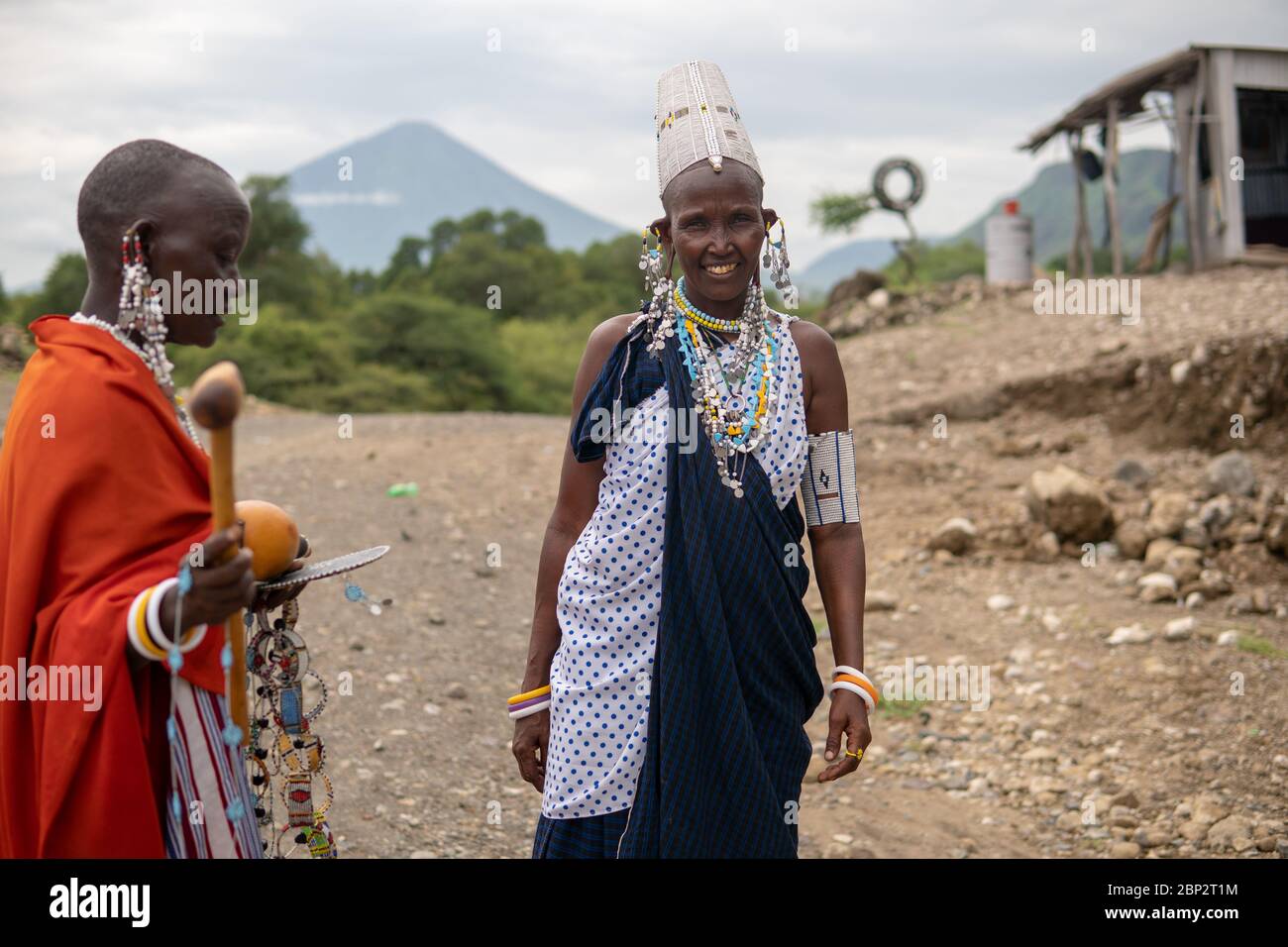 TANZANIA, MASAI VILLAGE - JANUARY 2020: Portrait of Maasai women people ...
