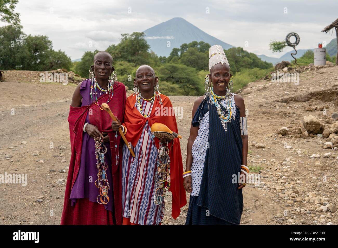 TANZANIA, MASAI VILLAGE - JANUARY 2020: Portrait of Maasai women people ...