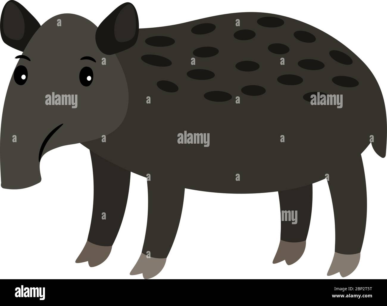 Tapir cute cartoon icon on white backdrop, vector illustration Stock ...