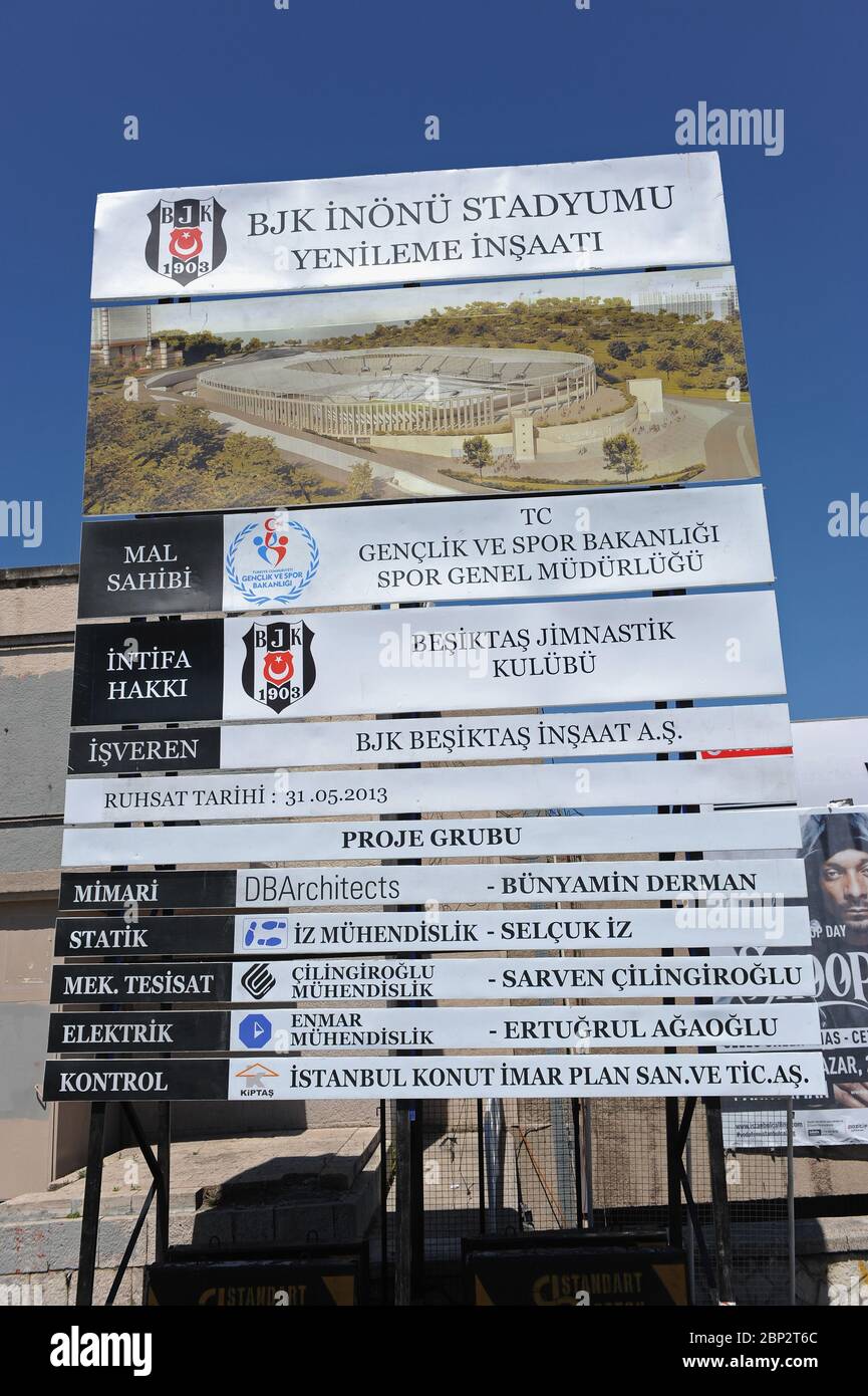 Inonu Stadium, home of Besiktas is demolished in Istanbul, Turkey Stock ...