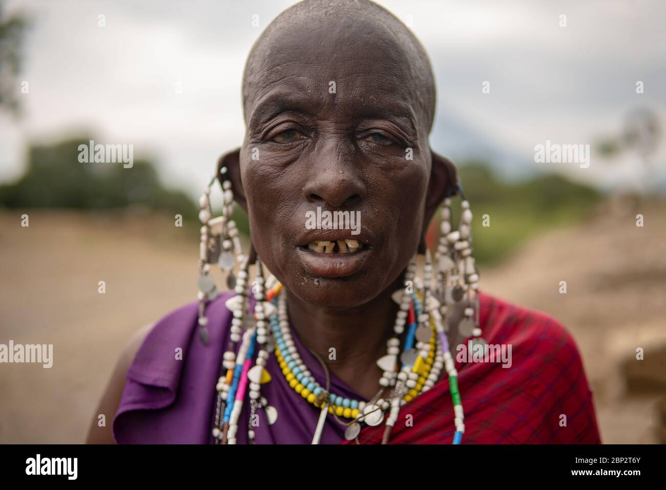 TANZANIA, MASAI VILLAGE - JANUARY 2020: Portrait of Maasai woman people ...
