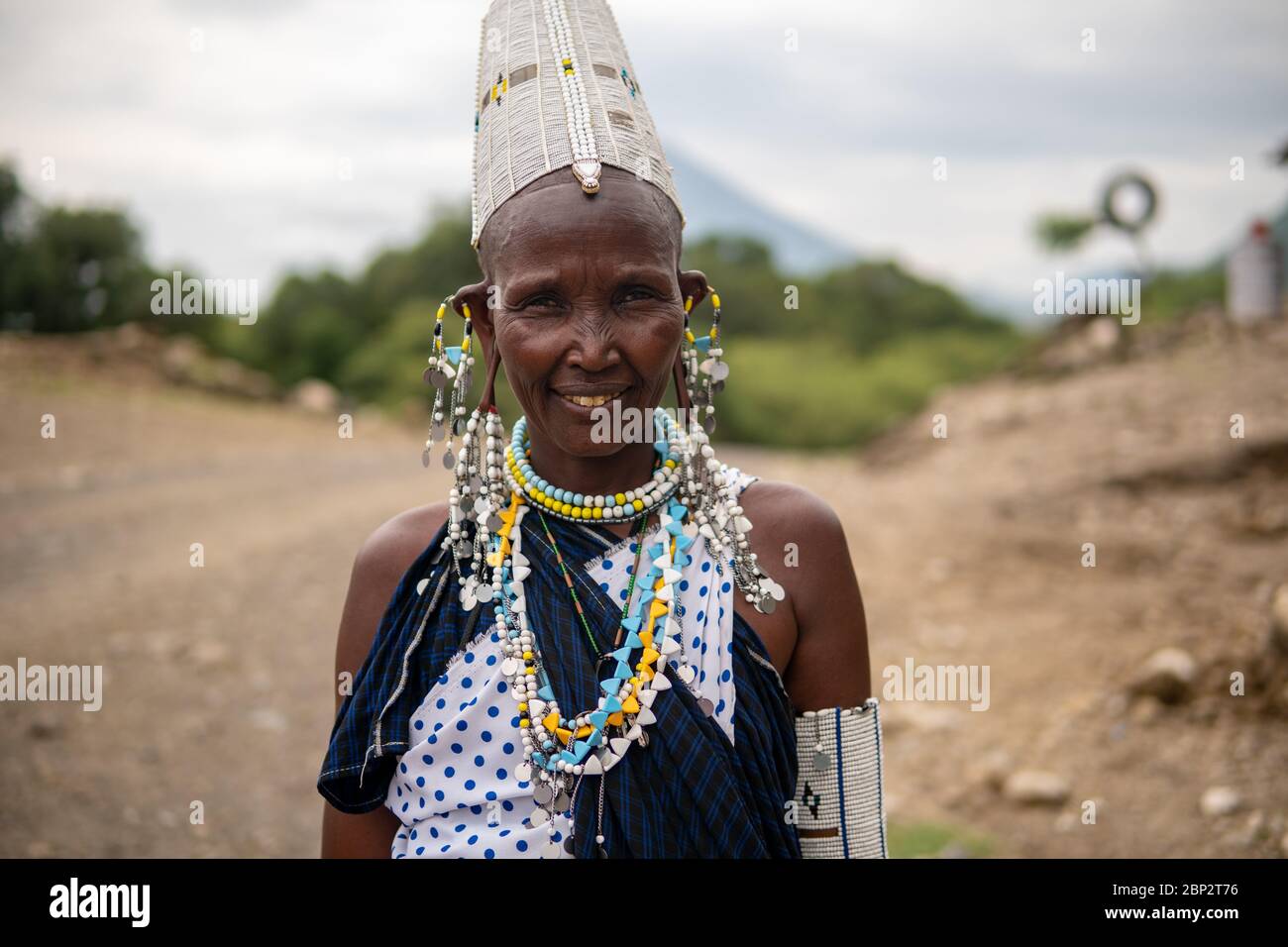 TANZANIA, MASAI VILLAGE - JANUARY 2020: Portrait of Maasai woman people ...
