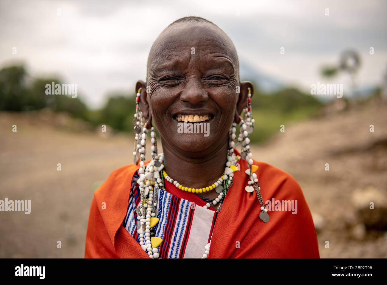 TANZANIA, MASAI VILLAGE - JANUARY 2020: Portrait of Maasai woman people ...