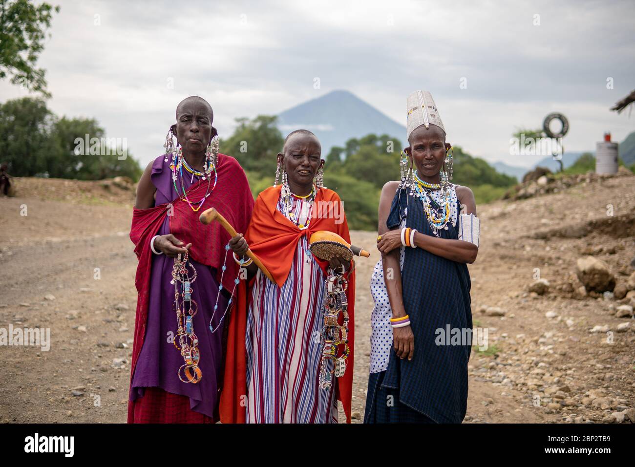 TANZANIA, MASAI VILLAGE - JANUARY 2020: Portrait of Maasai women people ...