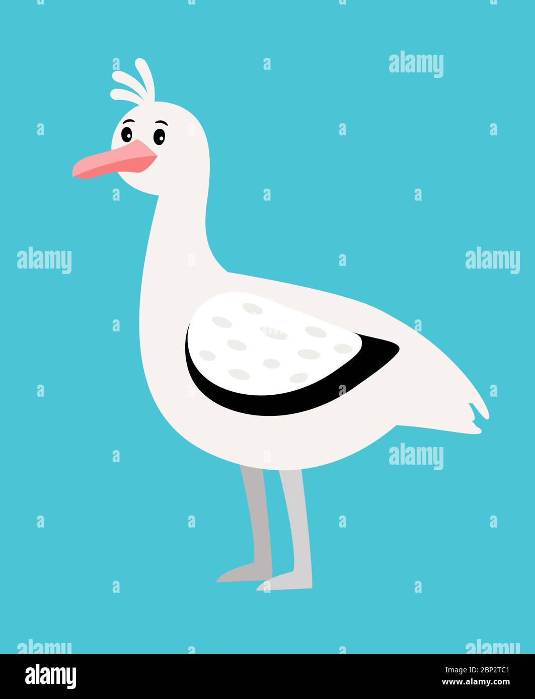 Seagull white bird icon on blue background, vector illustration Stock ...