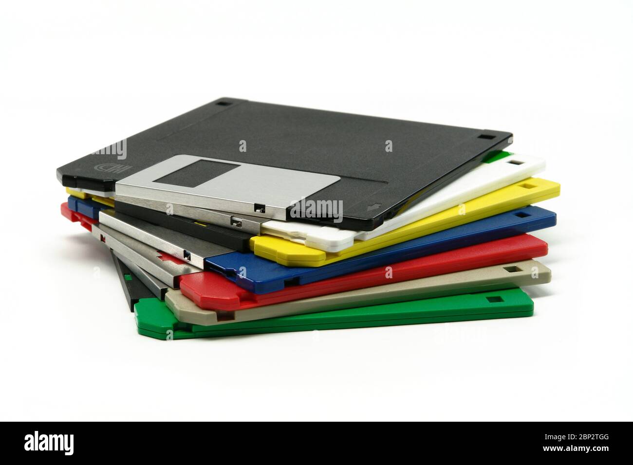 Stack of vintage floppy drives (Isolated on white background Stock ...