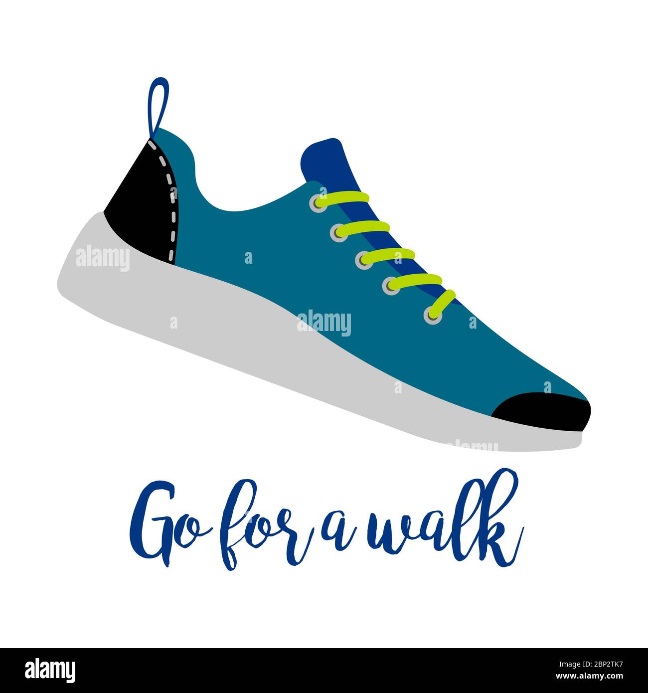 Shoes with text go for a walk isolated on the white background, vector ...