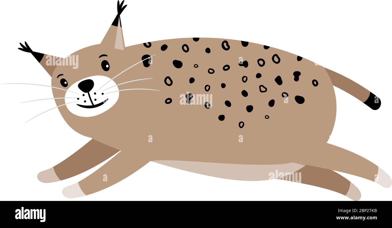 Lynx cute spotted cartoon animal icon isolated on white background ...