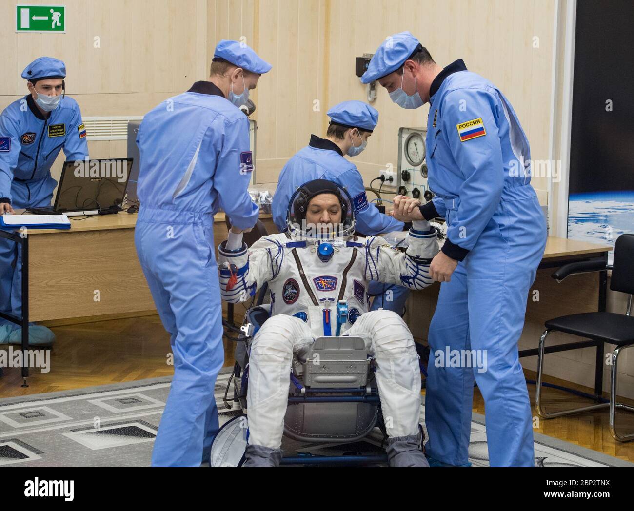 Soyuz Commander Oleg Kononenko of Roscosmos completes his Russian Sokol ...