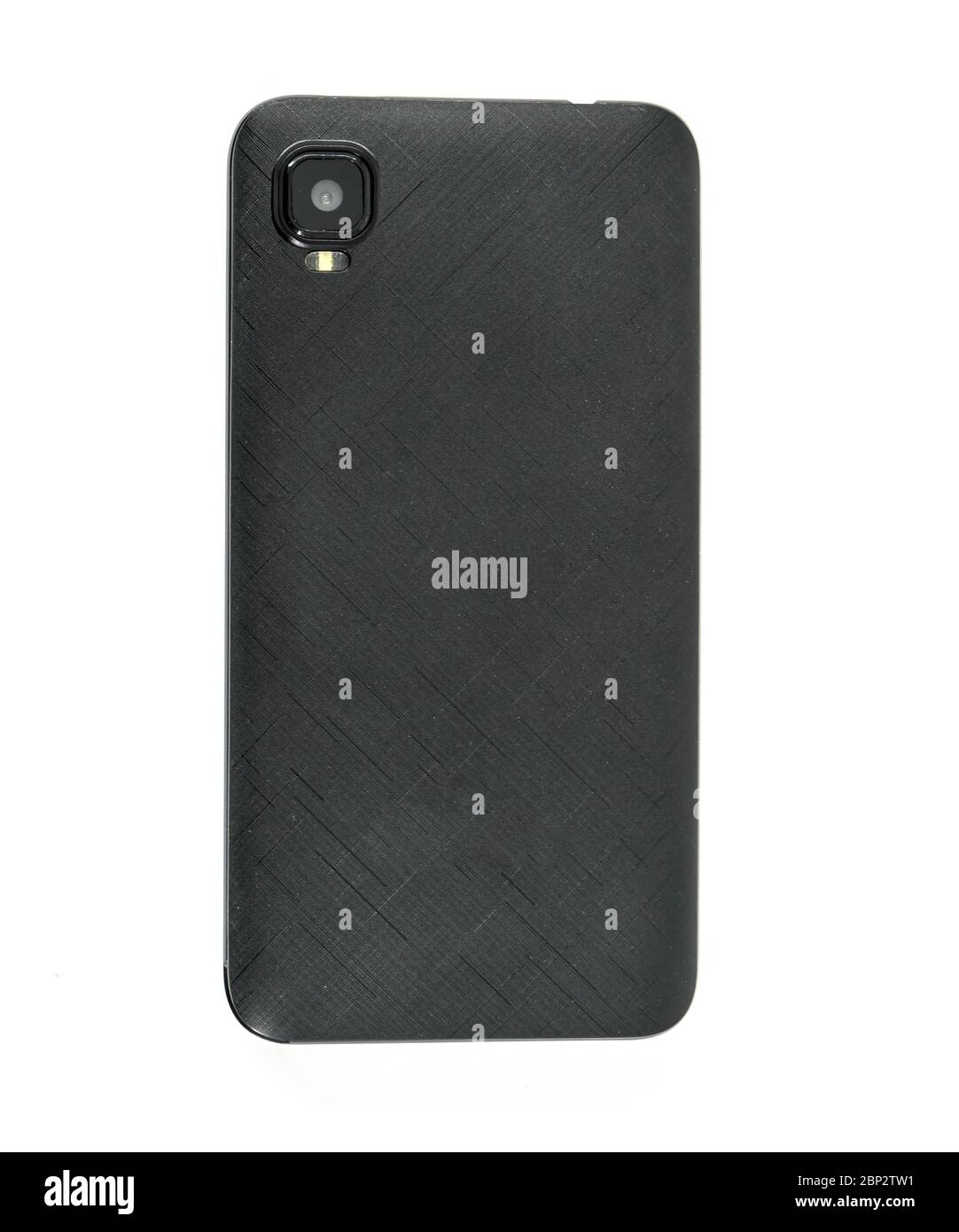 Black smartphone back side cell phone, mobile phone isolated on white ...