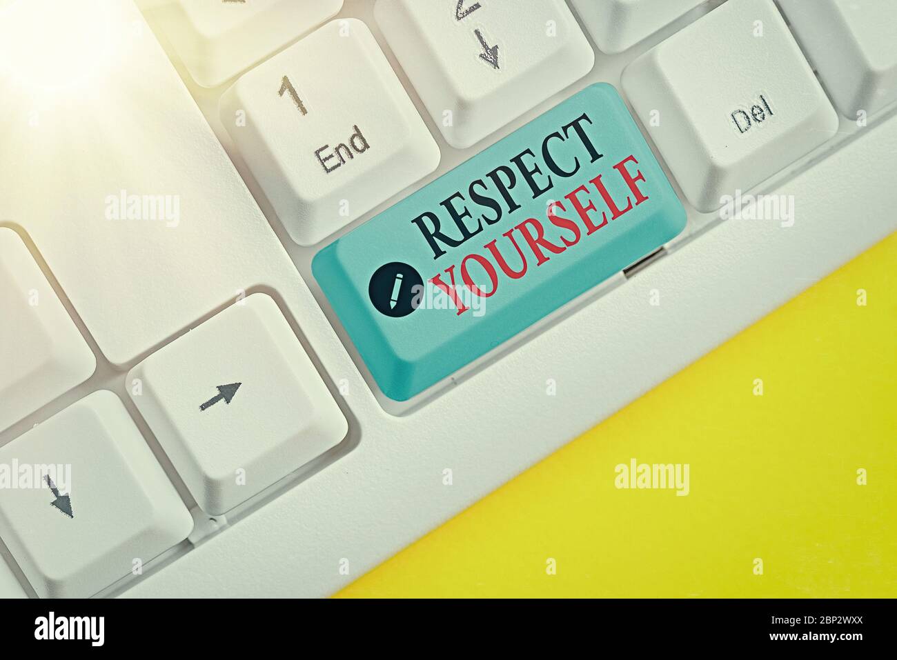 Writing note showing Respect Yourself. Business concept for believing ...