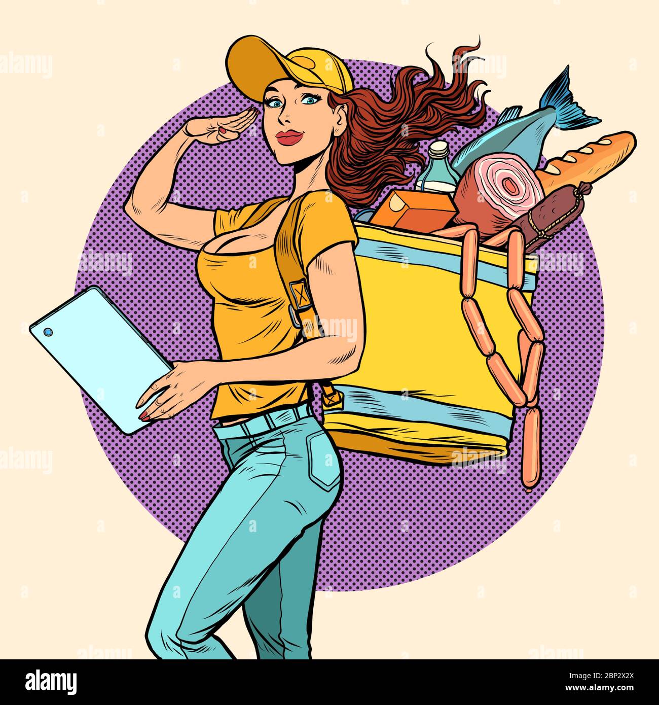 Food courier delivering meal Stock Vector Images - Alamy