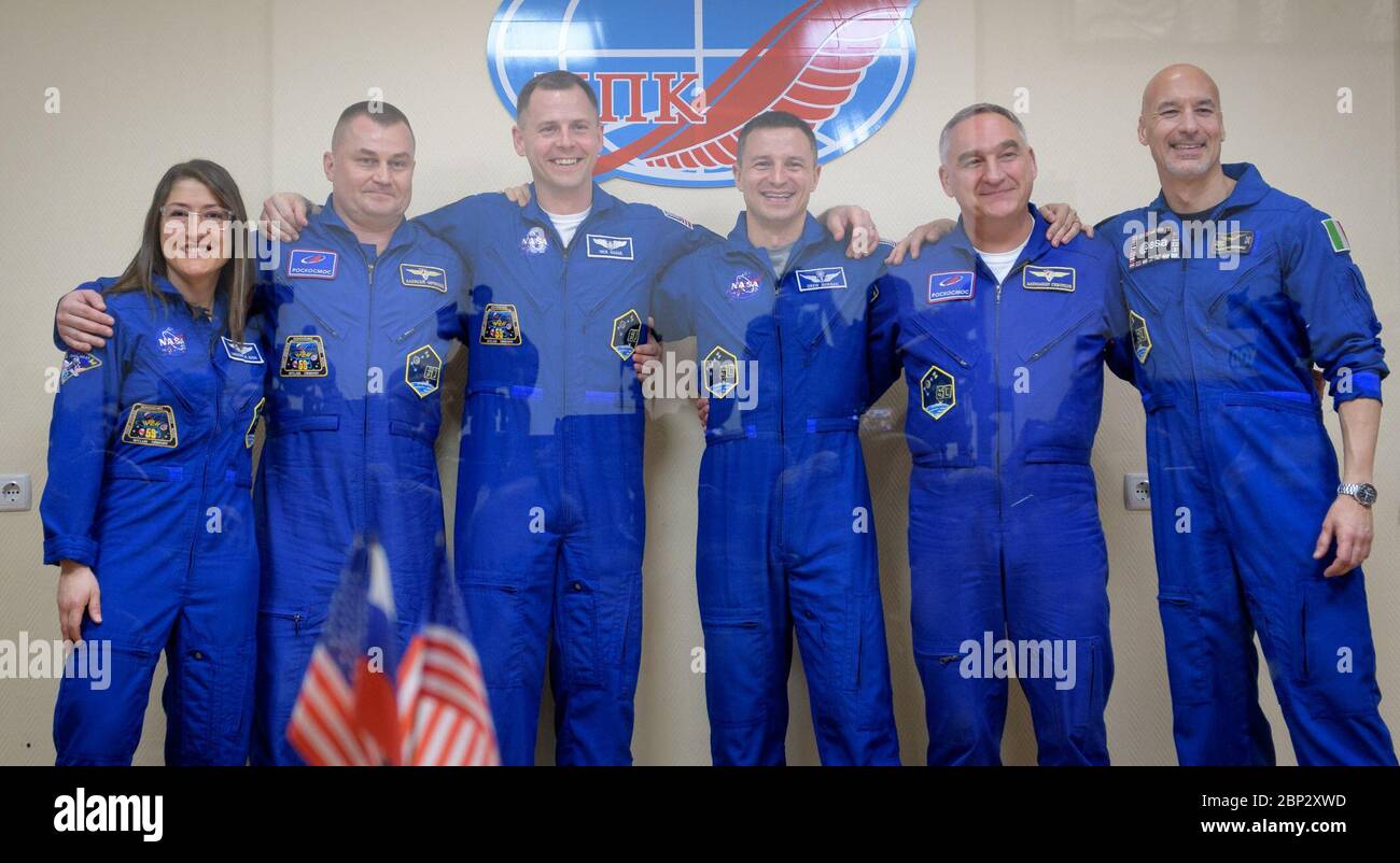 The prime and backup crew members of Expedition 59, including Christina Koch and Nick Hague of ...