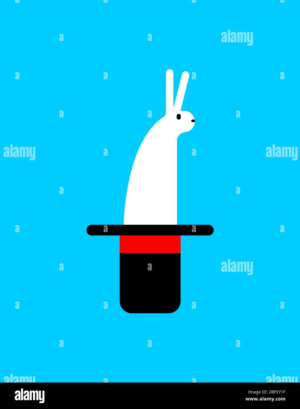Rabbit in magic hat isolated. White hare in magician hat. vector ...