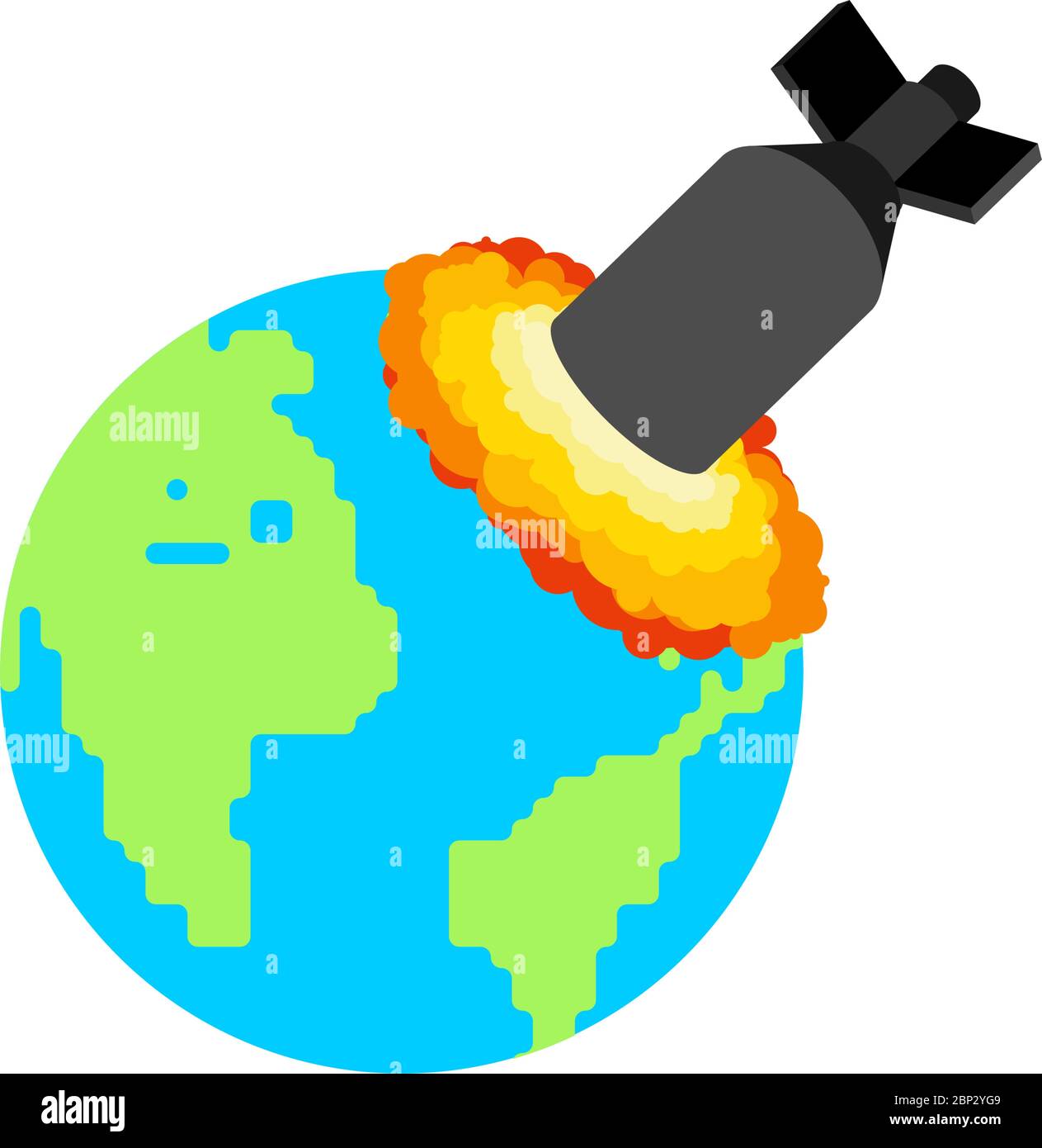 Bomb in planet earth. World explosion. vector illustration Stock Vector ...