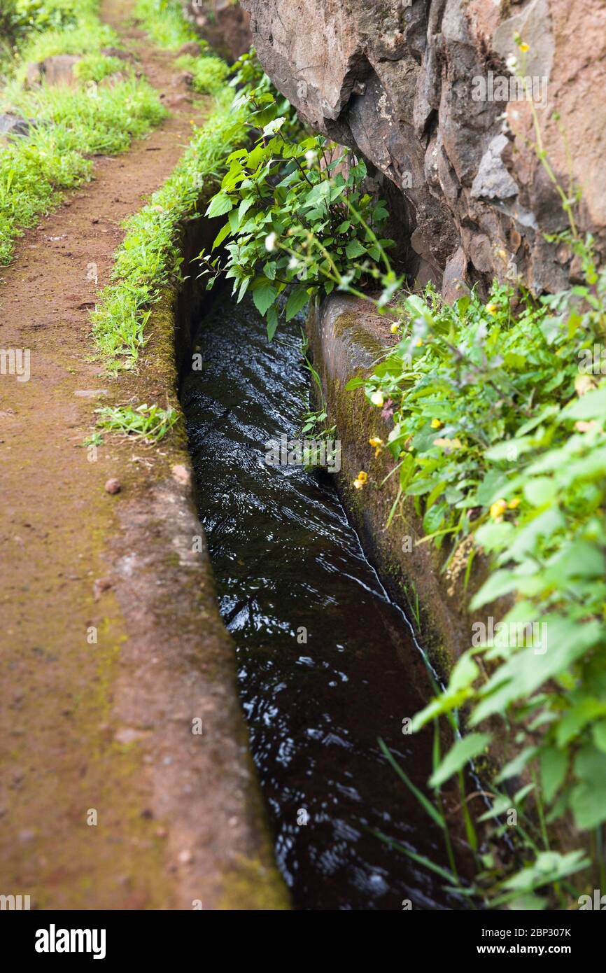 Closeup of the small irrigation channel at the farmland Stock Photo - Alamy