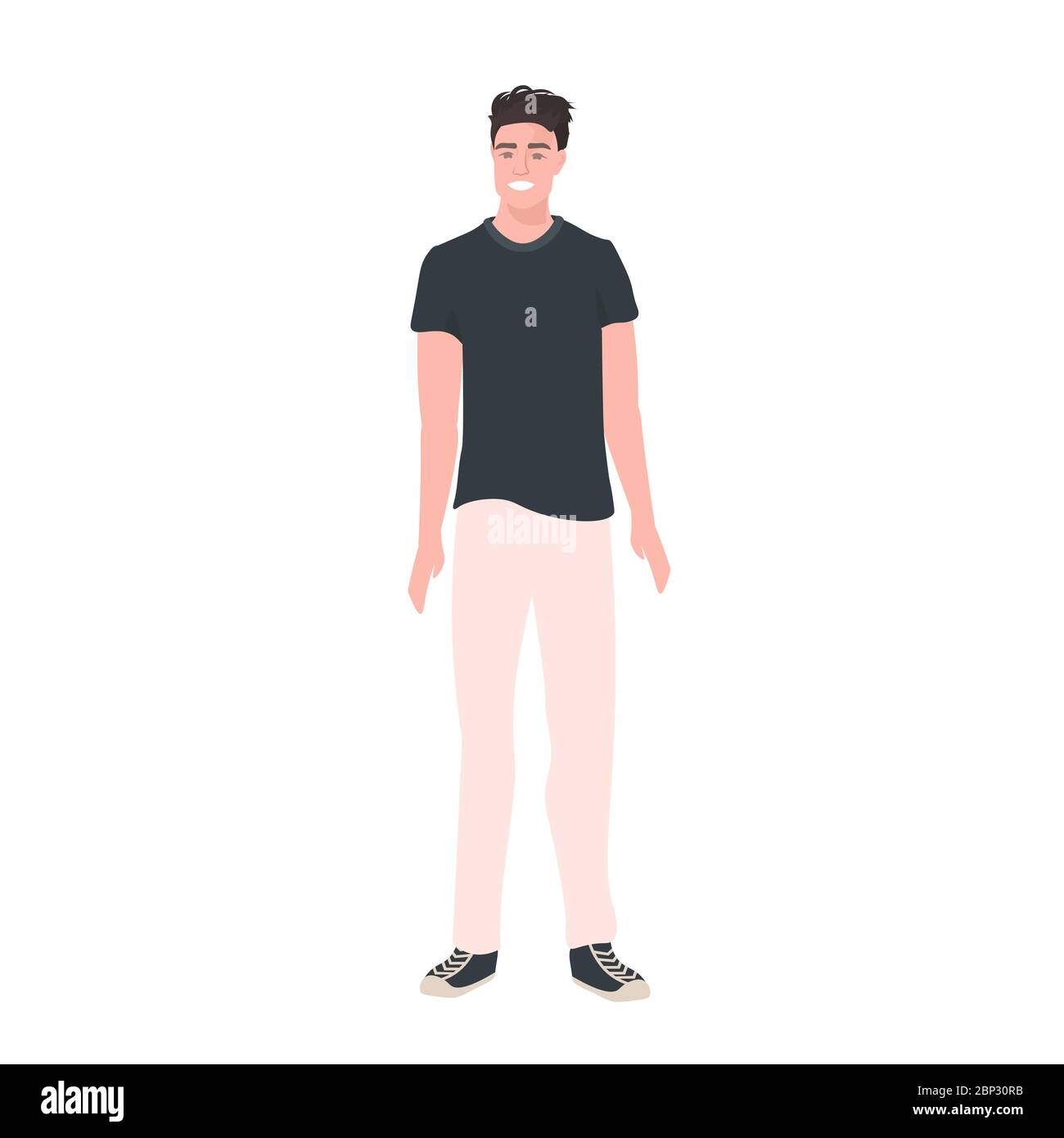 young man in casual clothes male cartoon character standing pose full ...