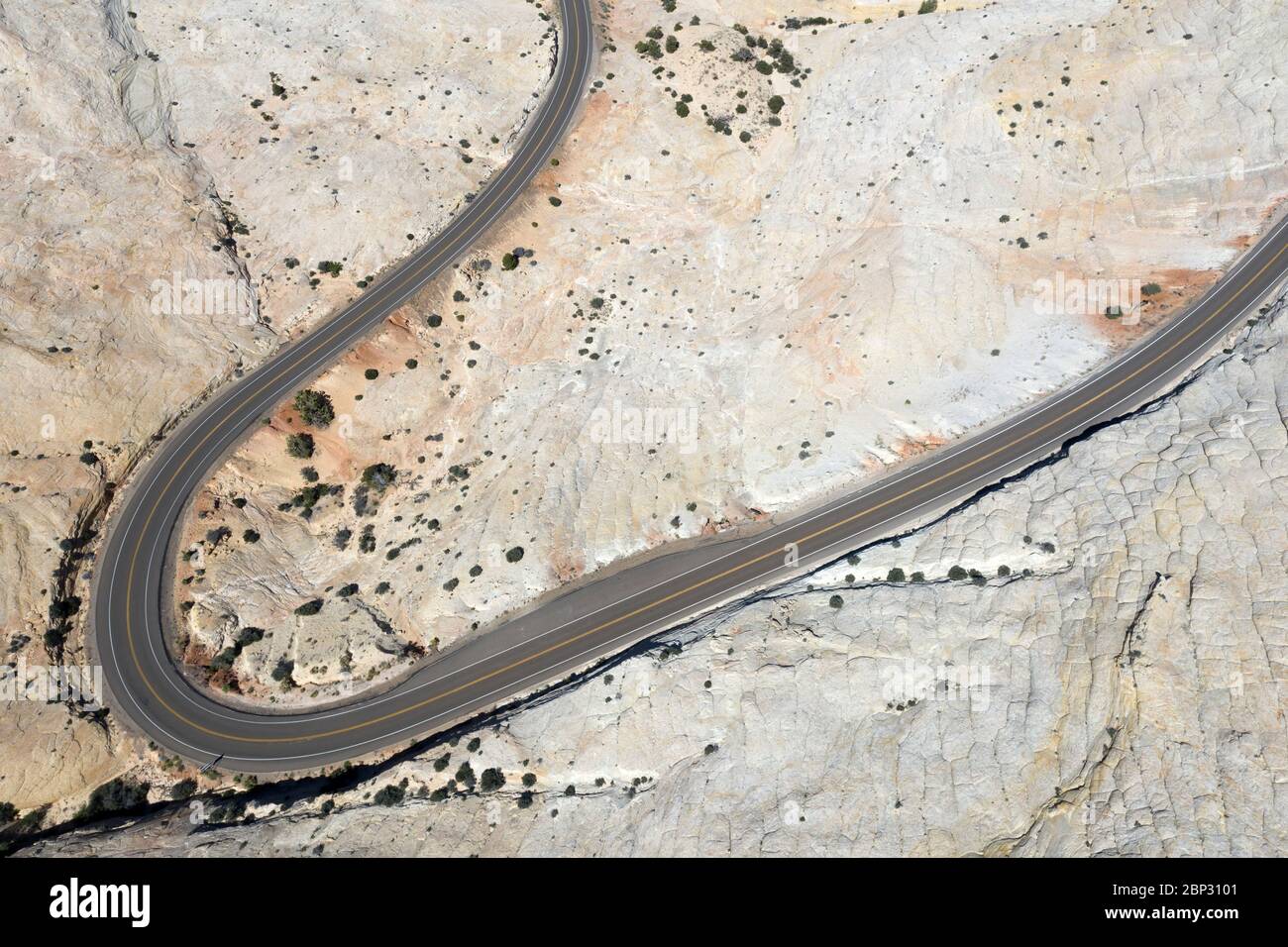 Aerial abstract views of Head of the Rocks overlook along scenic Utah ...