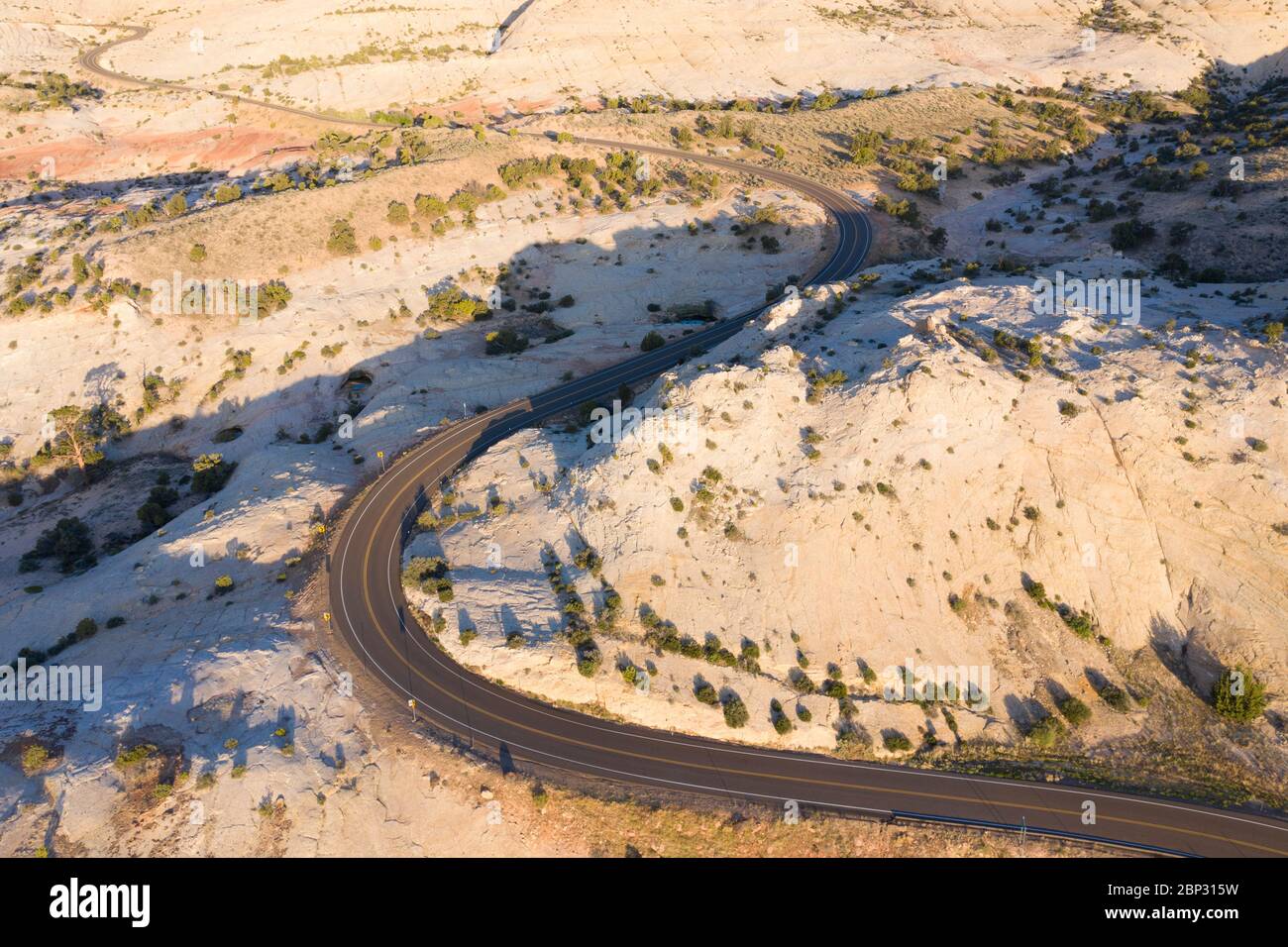 Aerial abstract views of Head of the Rocks overlook along scenic Utah ...
