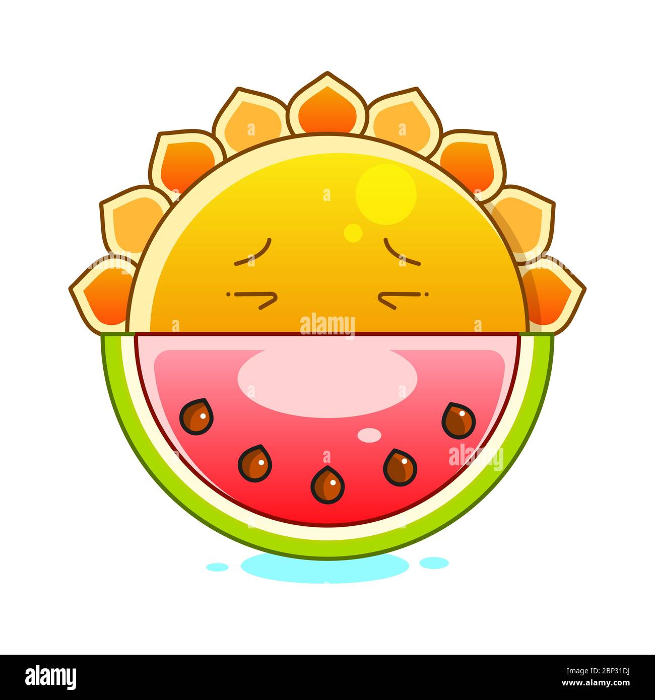 Happy Sun Eating Slice Of Watermelon Vector Summer Stock Vector Image ...