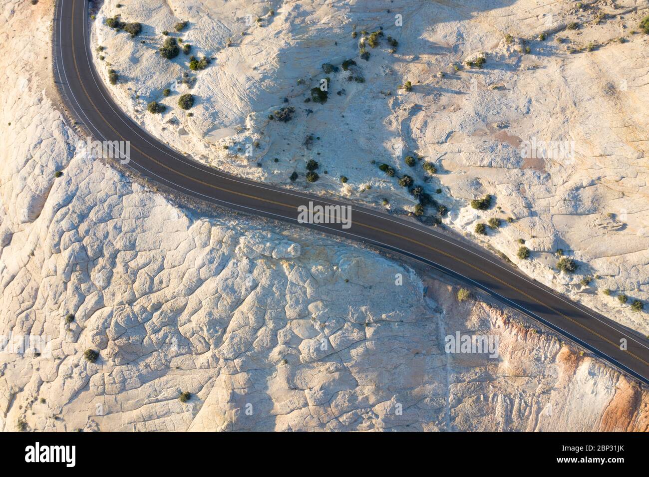 Aerial abstract views of Head of the Rocks overlook along scenic Utah ...