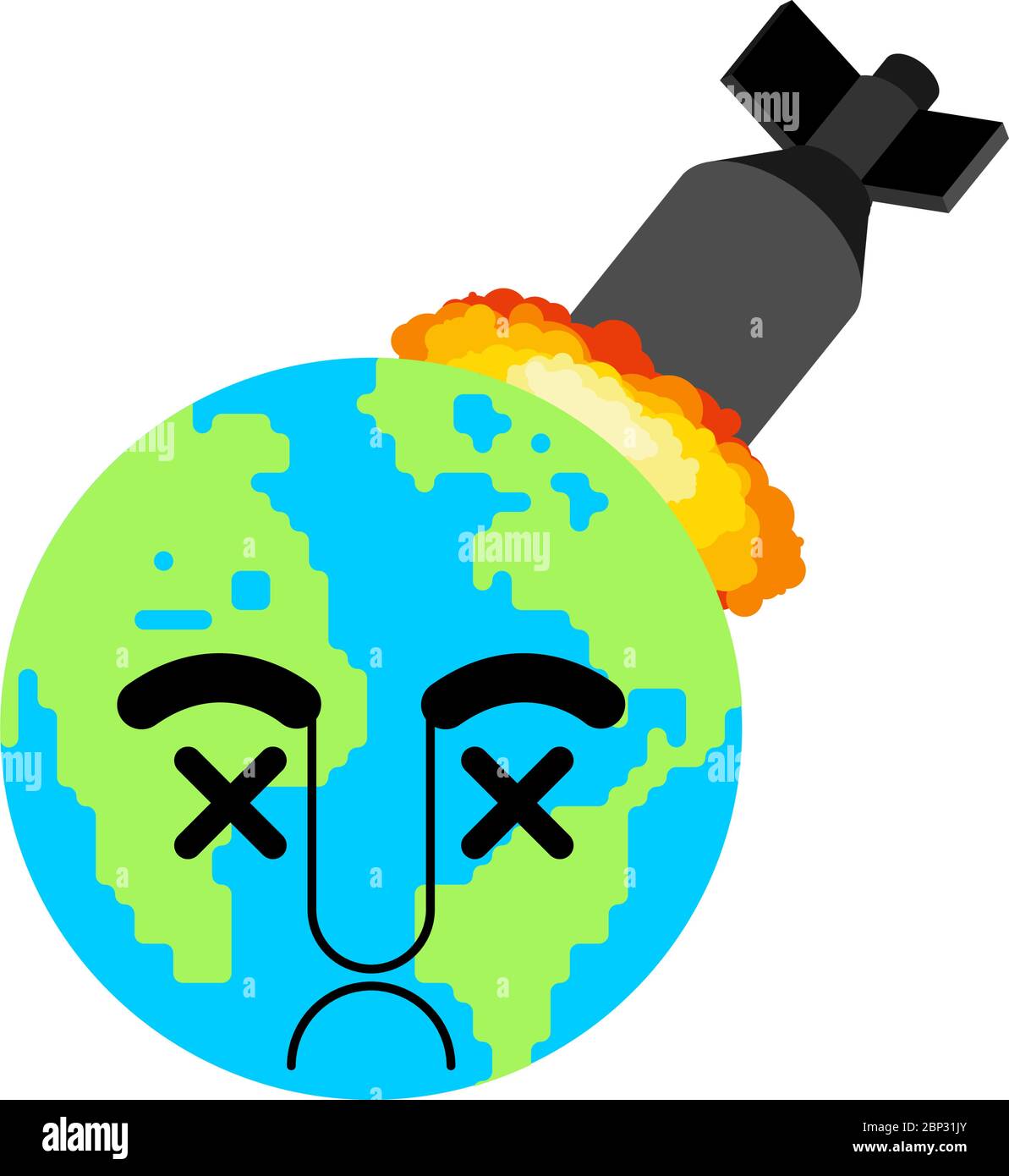 Bomb in earth. Dead planet. World explosion. vector illustration Stock ...