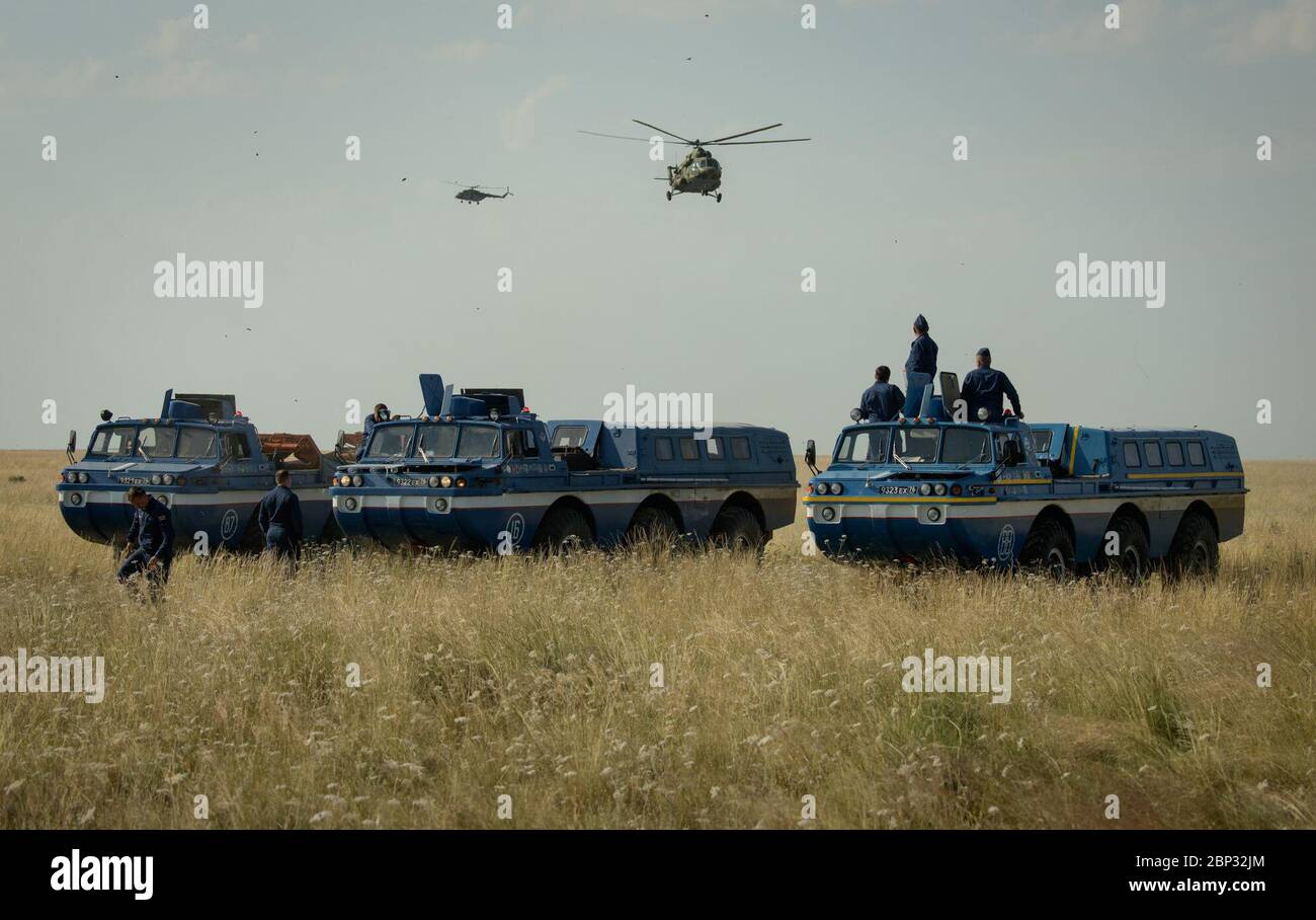 Search and Rescue teams arrive at the Soyuz MS-11 spacecraft landing ...