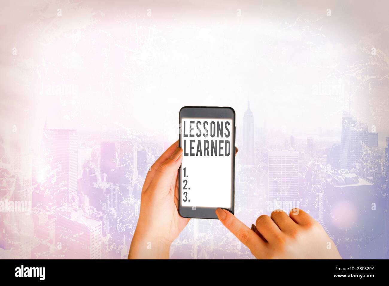 Word writing text Lessons Learned. Business photo showcasing experiences distilled project that ...