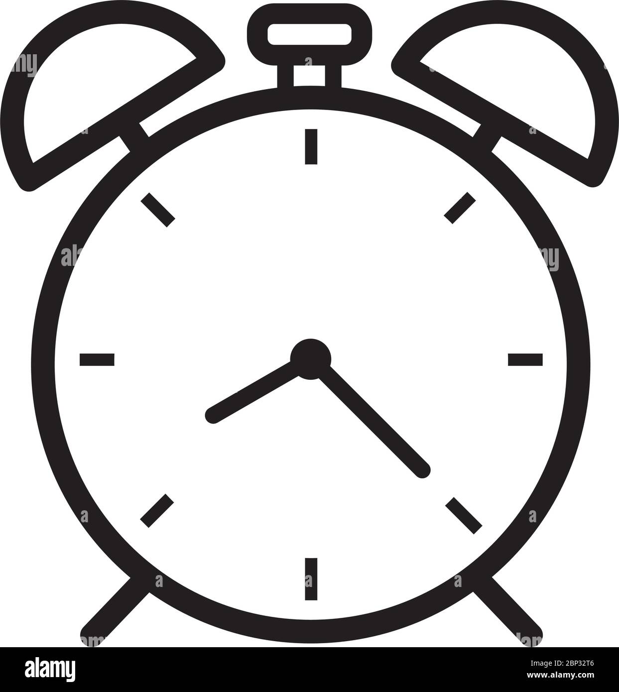 Alarm clock line icon isolated on white background time sign Stock ...