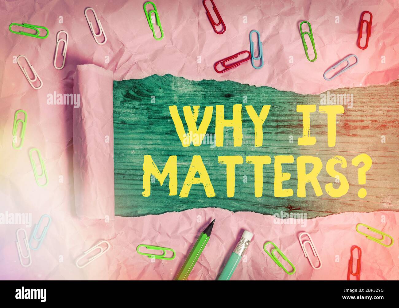 Writing note showing Why It Matters Question. Business concept for most ...